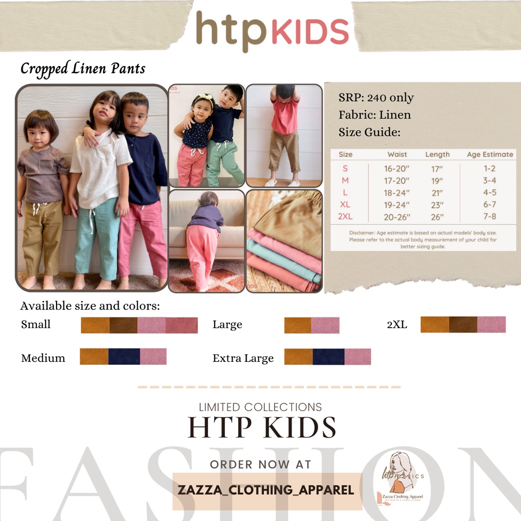 HTP Kids Cropped Linen Pants | Shopee Philippines