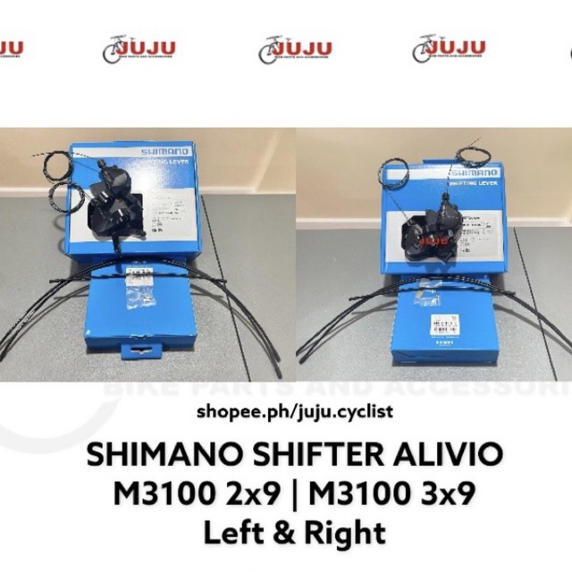 SHIMANO Shifter Alivio M3100-L and M3100-R Left & Right 2x9/ 3x9 Speed |Juju Cyclist Juju Bike ...