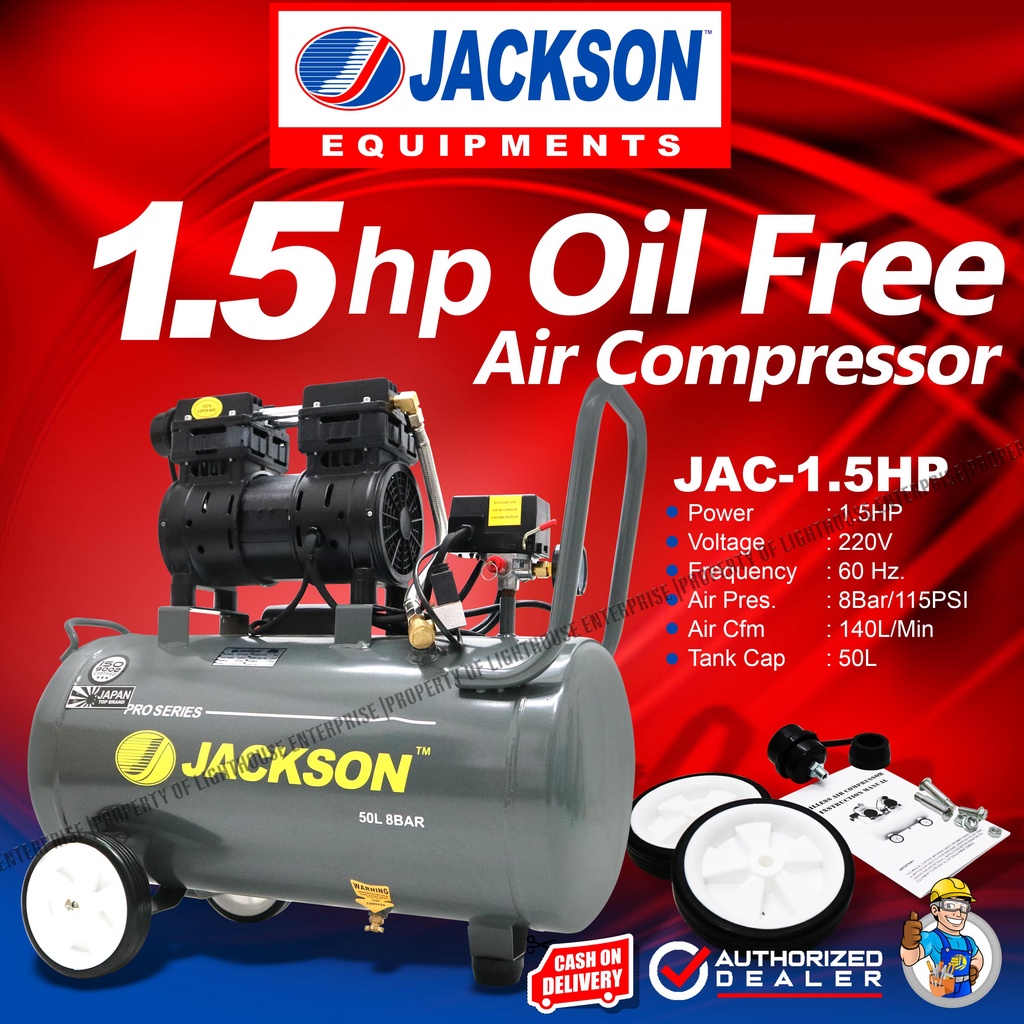 JACKSON 1.5HP Silent Type Oil Free Industrial Air Compressor (JAC-1.5HP) *LIGHTHOUSE ENTERPRISE ...