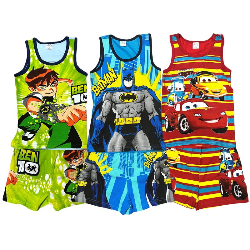 Boy Cotton Sando set Character Kids Marvel printing top COD | Shopee ...