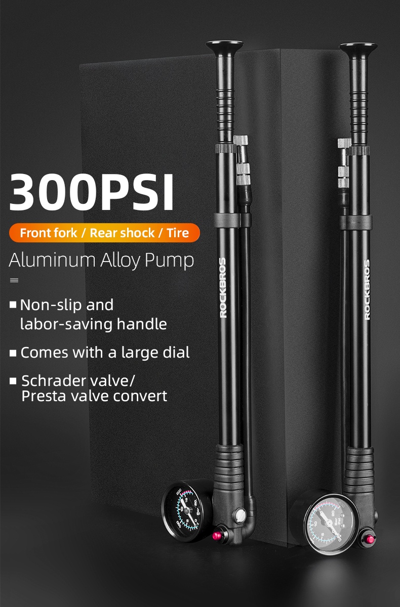 Local Delivery ROCKBROS Bicycle Front Fork Pump 300 Psi High Pressure ...