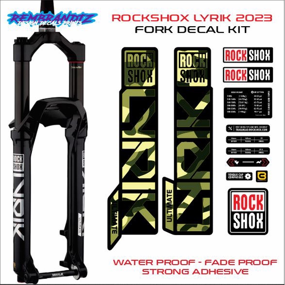 Ultimate Rockshox Lyrik 2023 Fork decals set on different color designs ...