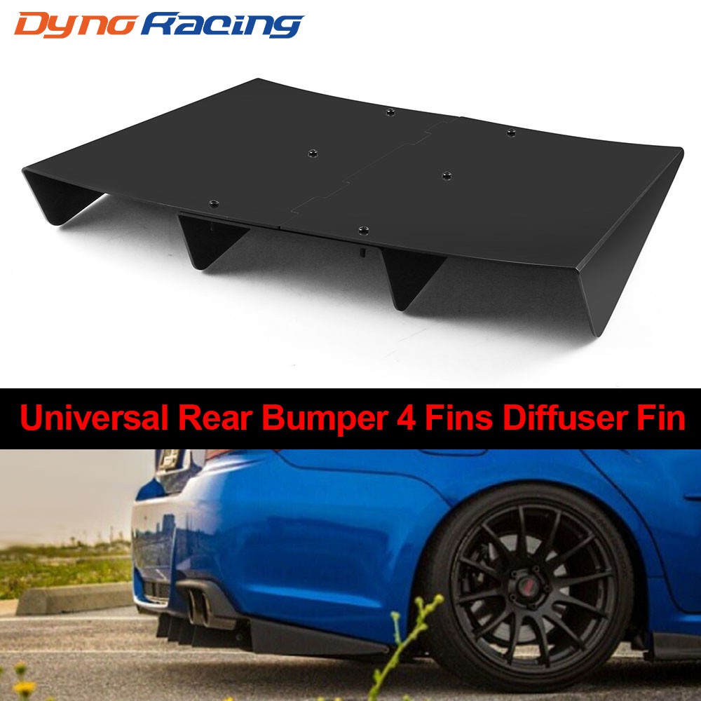 22" x 21" ABS Universal Rear Bumper 4 Fins Diffuser Fin Black Car ...