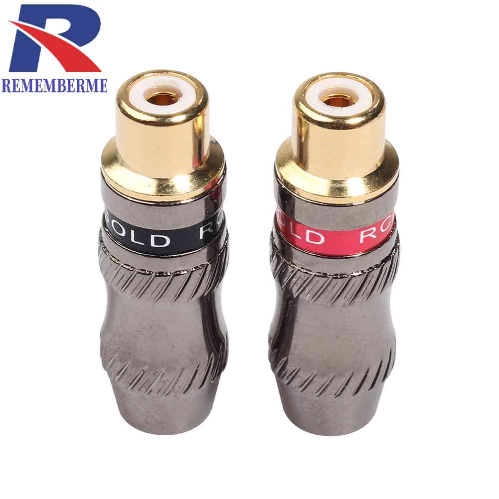1 Pairs RCA Female Connector Gold Plated RCA Jack Socket Audio Adapter ...