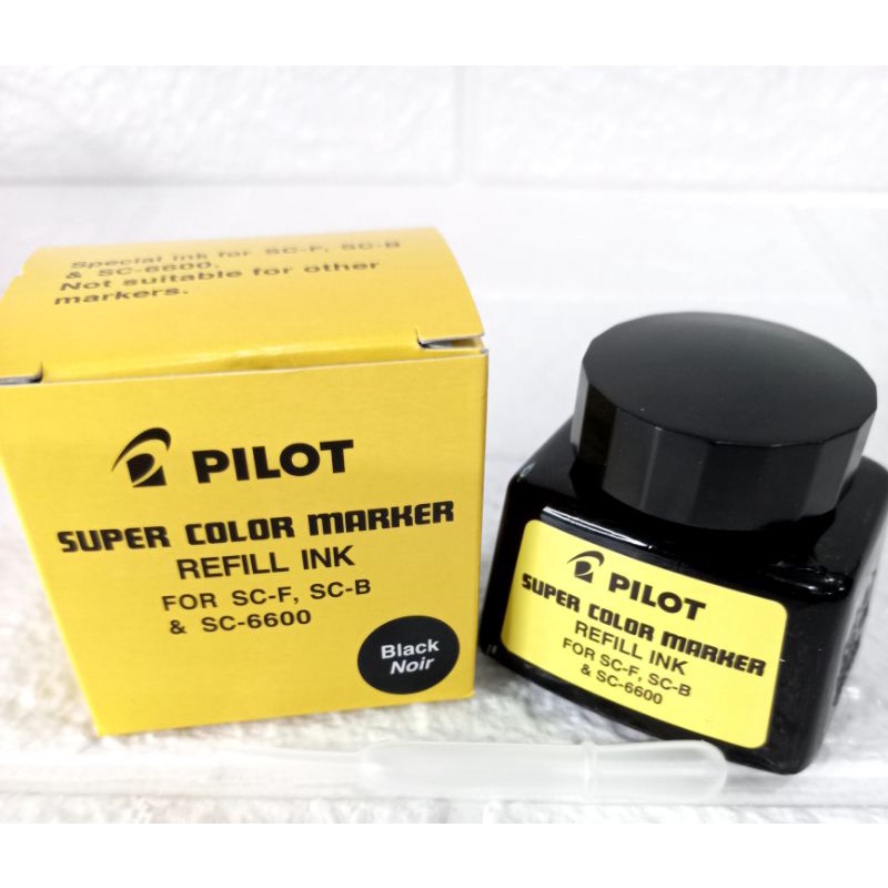 PILOT Super Color Permanent Marker Refill Ink with Dropper 30ml Black ...