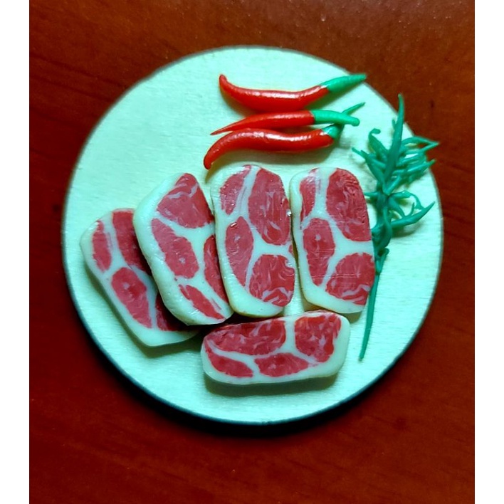 Realistic toy Handmade Muniature 3D small dollhouse meat lamb chops ...