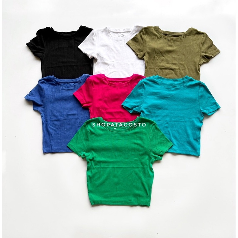 RIBBED BASIC CROP TOP • Shop Agosto | Shopee Philippines