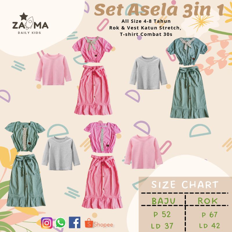 Asela Settings 3in 1. Girls' Skirt Suits | Shopee Philippines