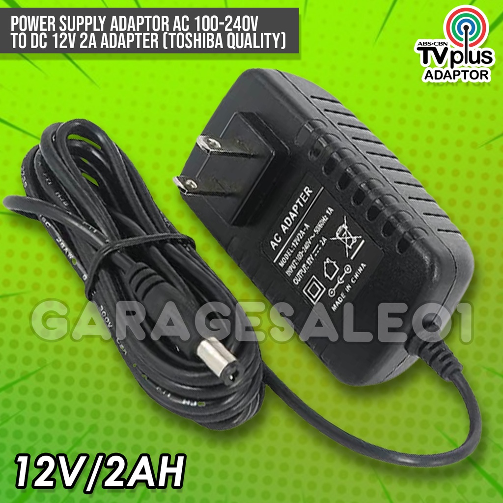 12V 2A TV Plus 100-240V to DC Adaptor Adapter | Shopee Philippines