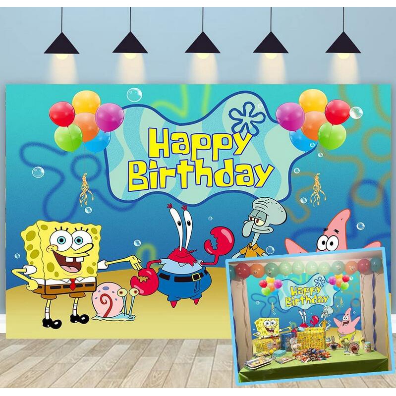 SpongeBob Underwater World Backdrop for Kids Birthday Party Cute ...