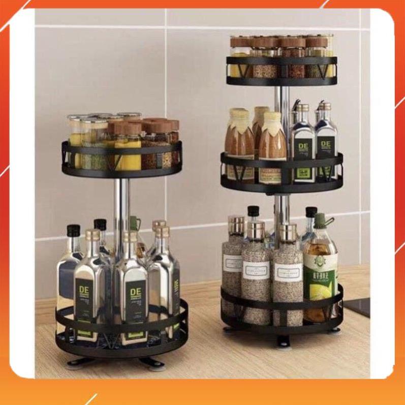 2-tier/3-tier 360 degree rotating spice rack, smart kitchen shelf with ...
