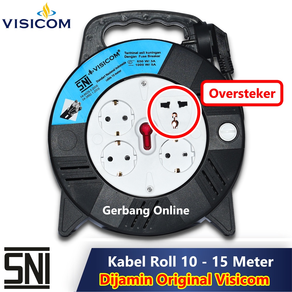 Cable Roll 10 Meters 15 Meters Socket 4 Holes 10m 15m 10 m 15 m VISICOM ...