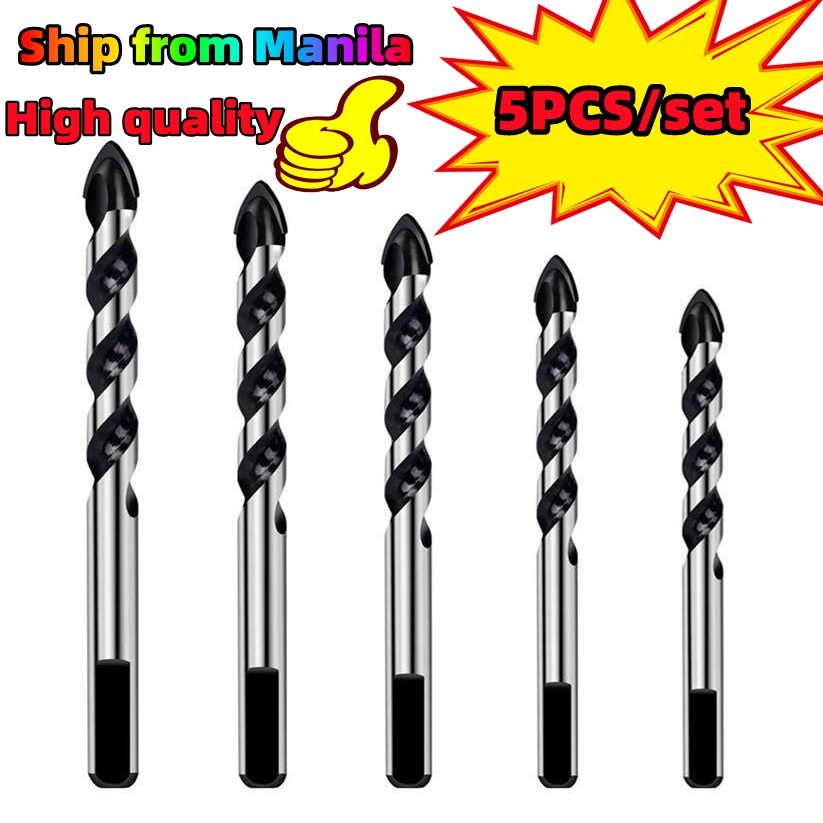5pcs Concrete Masonry Strength Carbide Drill Bit Set for Glass/Brick ...
