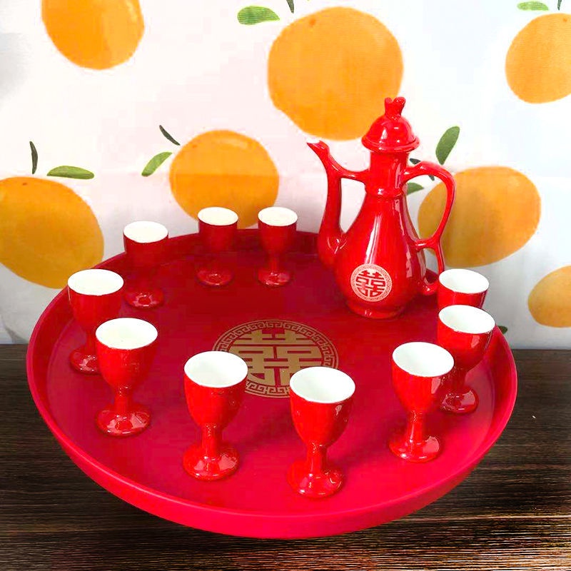 Wedding Plate Tray Red Round Plate Square Plate Bridal Jing Tea Candy ...