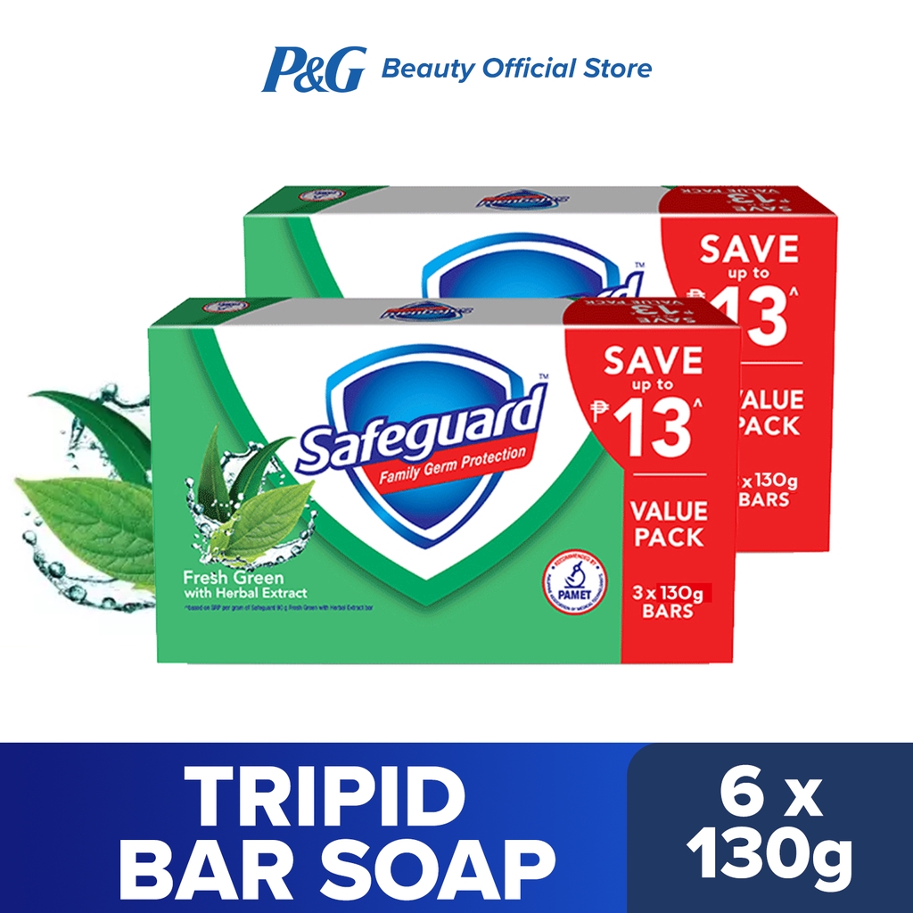 Safeguard Value Pack Fresh Green Bar Soap (130g) 3pid Set of 2 | Shopee ...