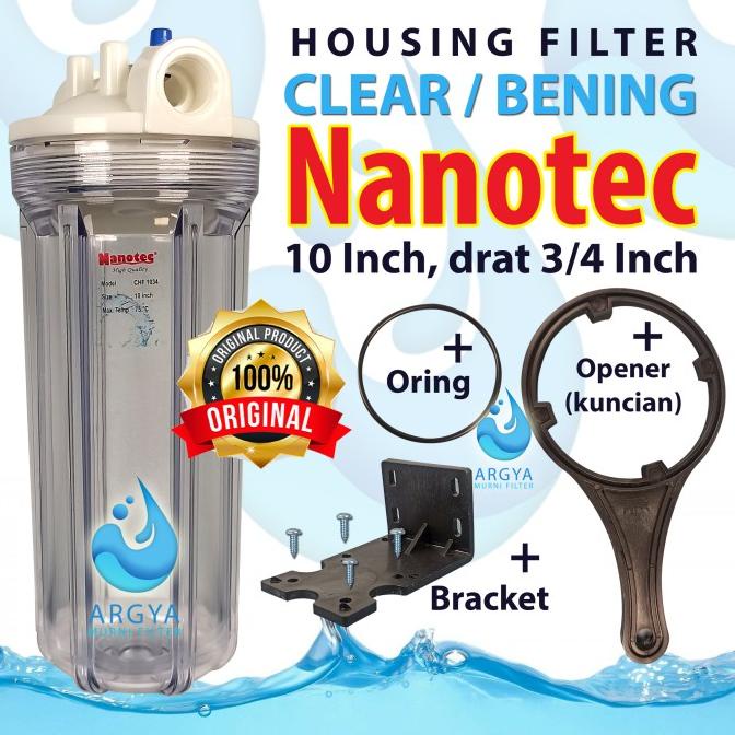 10 Inch Clear / Clear Filter Housing, Drat In Out 3/4 Inch Nanotec ...