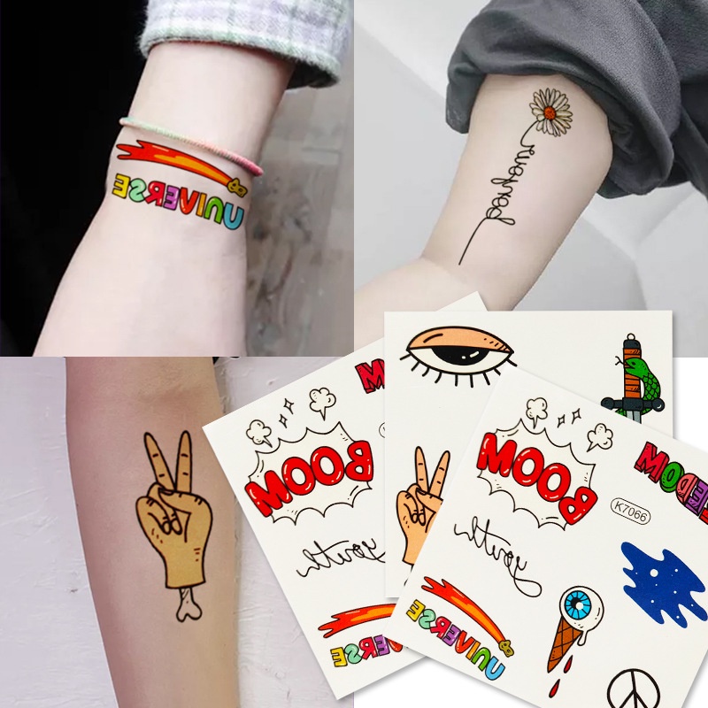 2pcs Colorful Temporary Tattoo Stickers Graffiti Painted Flower DIY ...