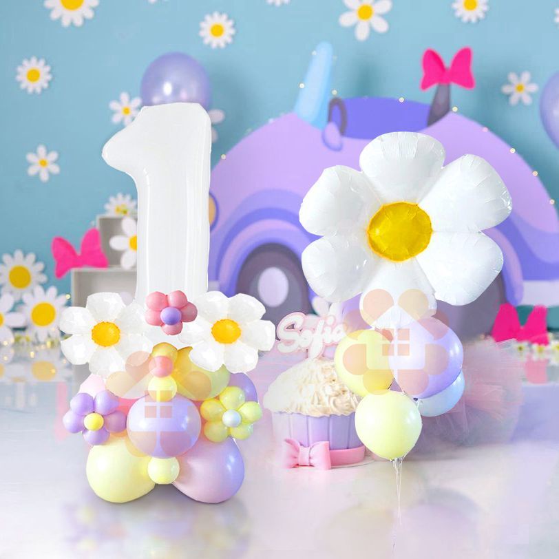 Daisy Themed Number Foil Balloons Birthday Party Daisy Balloons Banners ...