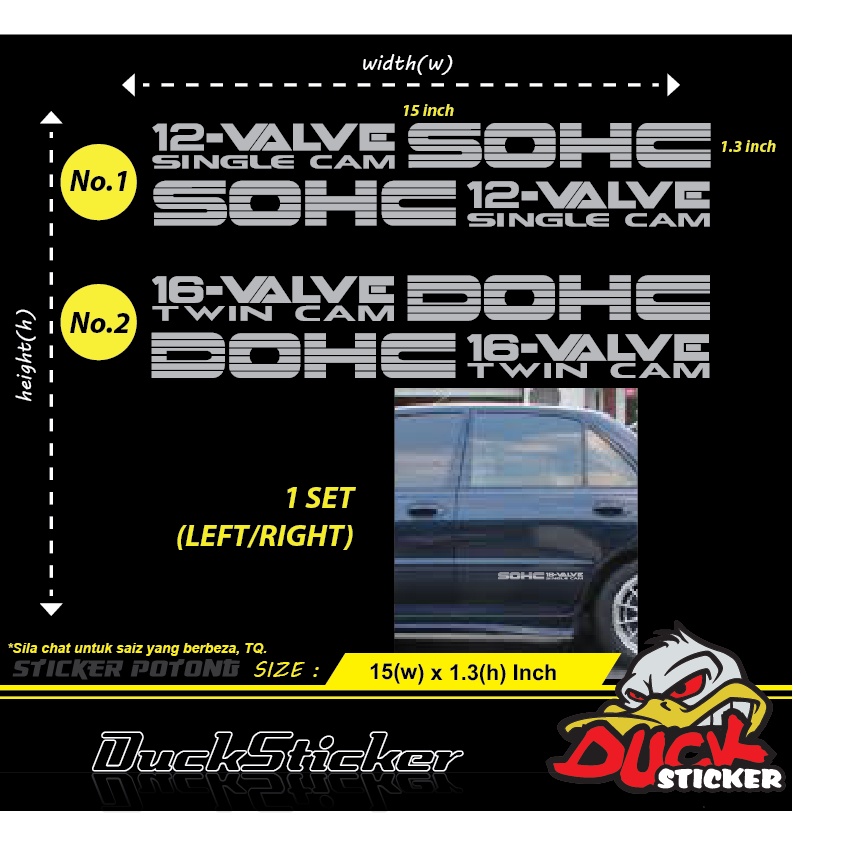 SOHC 12 Valve-DOHC 16 valve (Car side door Sticker Left & Right) proton ...