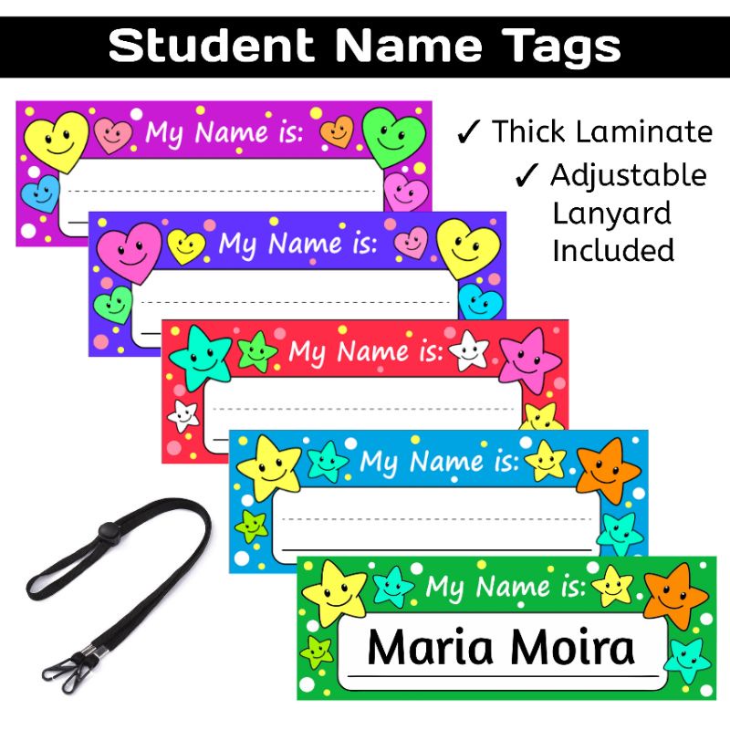 Back-to-School Student Laminated Name Tags with Adjustable Lanyard ...