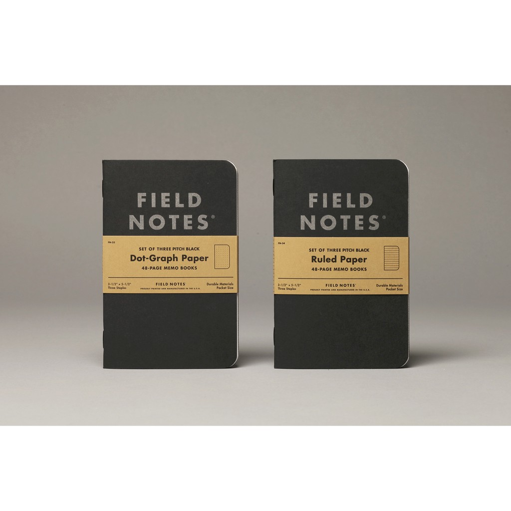 Field Notes Pitch Black Notebook - Set of Two | vintage-inspired Small ...