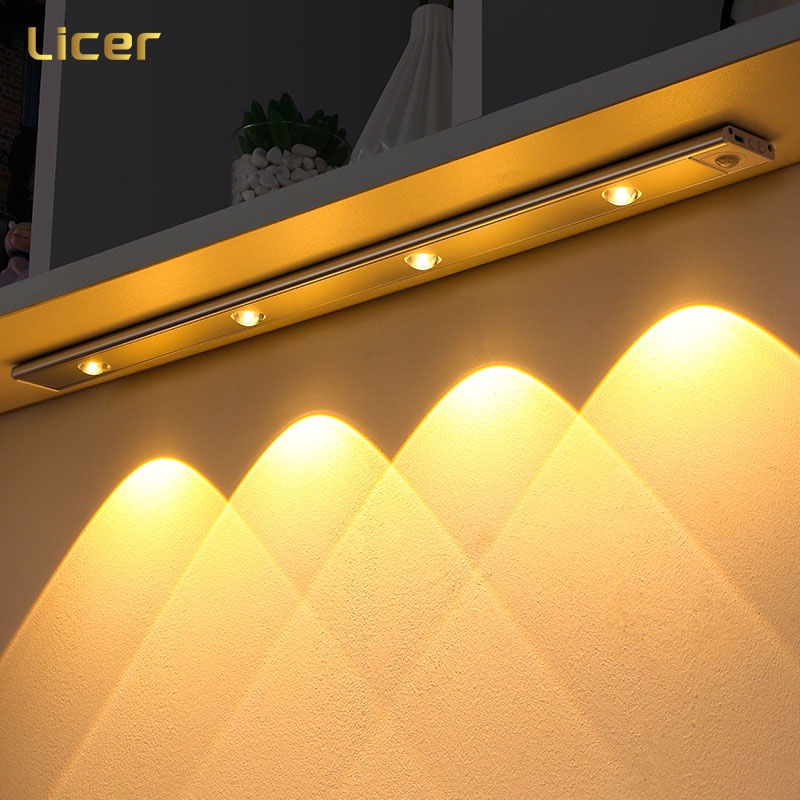 Licer LED Motion Sensor Cat Eye Cabinet Light 4 Modes 3 Colors Stepless Dimming USB Rechargeable ...