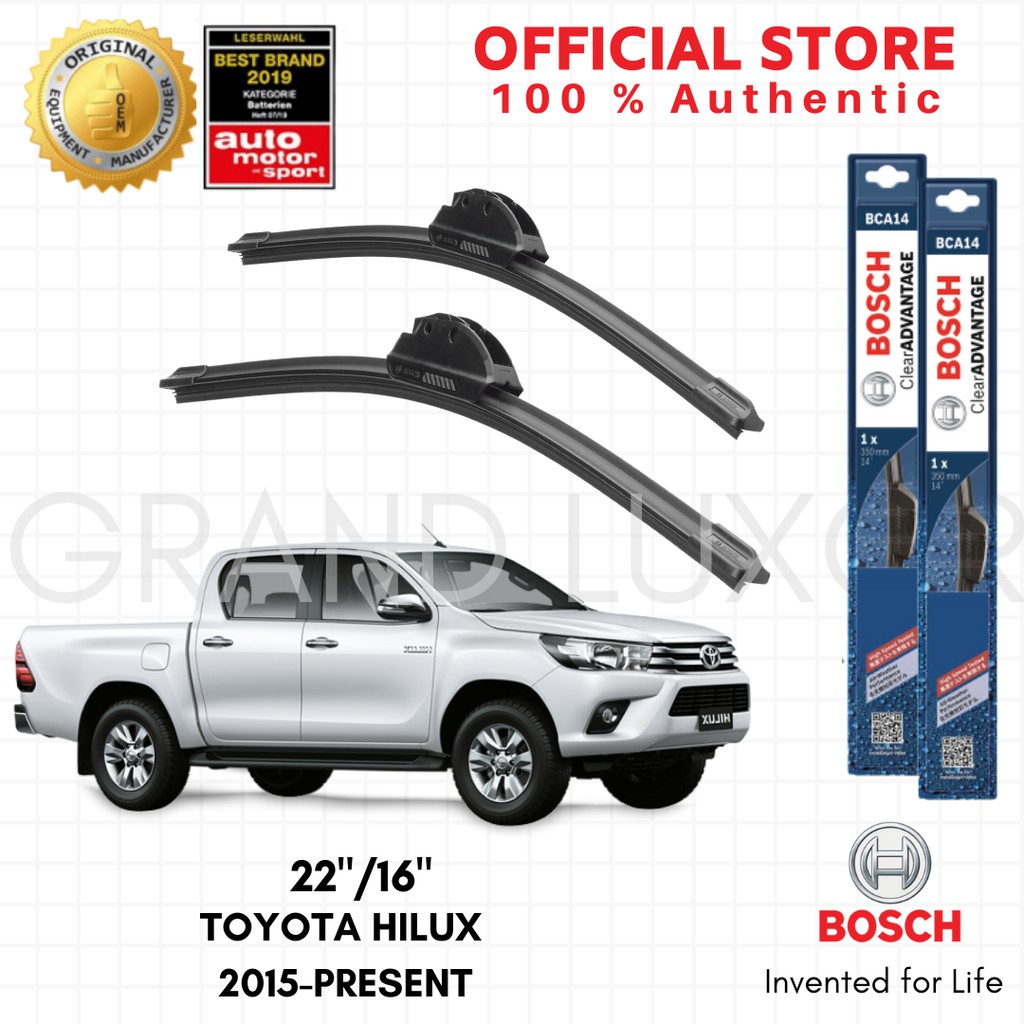 Bosch Clear Advantage Wiper Blade Set For Toyota Hilux 2015-Present (22 /16 ) | Shopee Philippines
