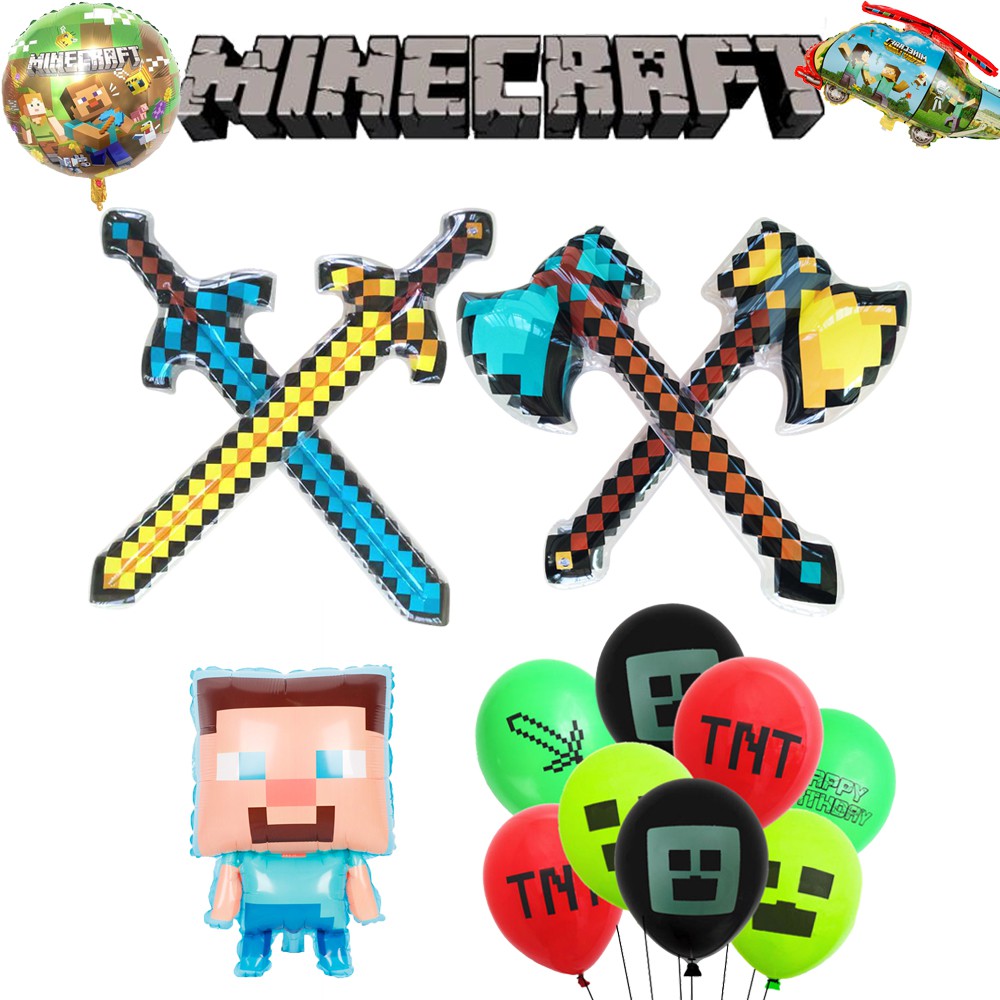 Minecraft Game Props Inflatable Sword Axe Inflatable Toys Theme Foil ...
