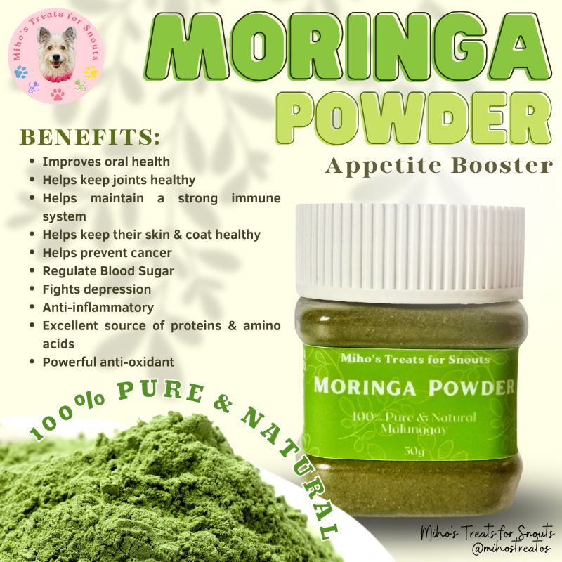 Pure Natural Moringa Powder for Pets (Dogs & Cats) | Miho's Treats for ...