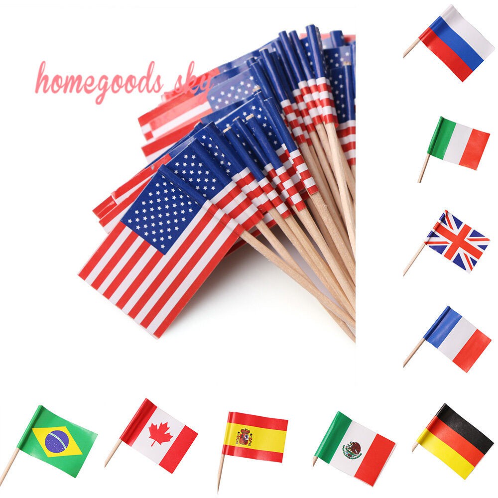 50Pcs Mini Toothpick Pick Flags 20 Countries World Flags Cocktail Decor ...