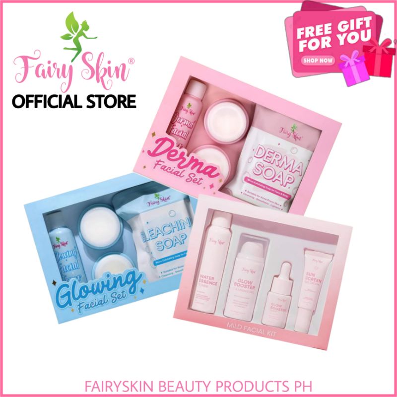 FAIRYSKIN DERMA SET GLOWING SET MILD FACIAL KIT with FREEBIES | Shopee ...