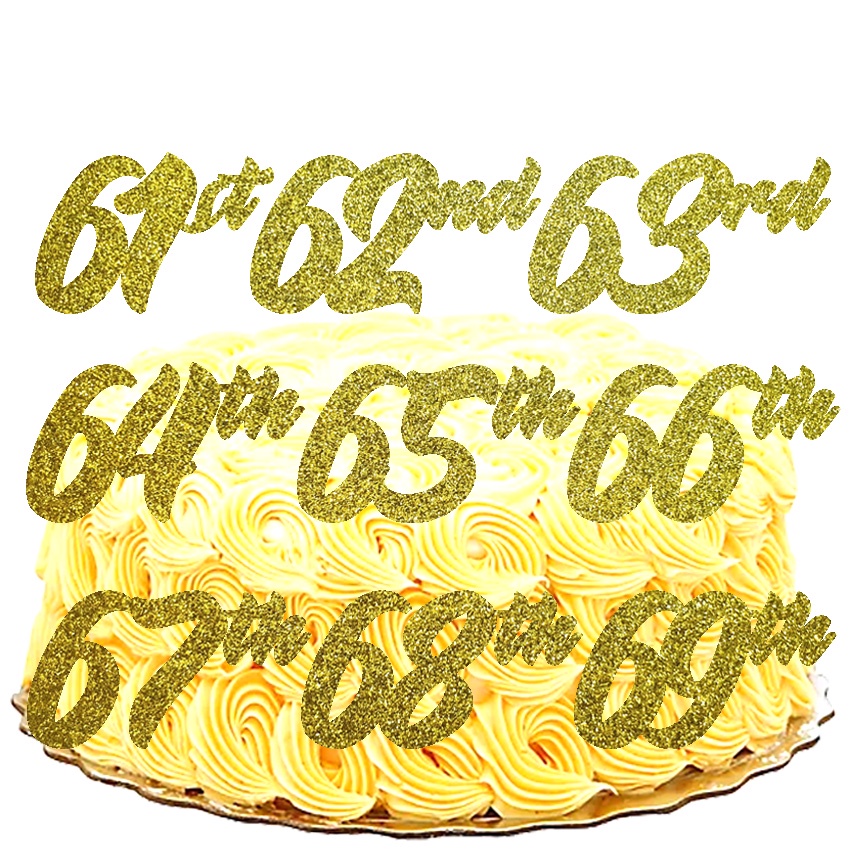MRL Prints Cake Topper Number Numeral 61st 62nd 63rd 64th 65th 66th ...