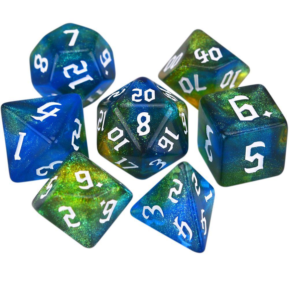 PATRICIA 7 Pcs/set Carved Pattern Dice Set Durable 7-Die Iridescent ...