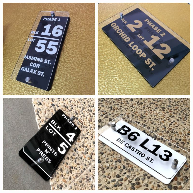 Address Plate Acrylic. 4in x 9in or 7inx11in. Bolts, tox screws ...