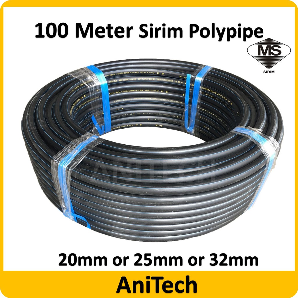 ( Sirim Approval ) 20mm / 25mm / 32mm x 100M High Density Polyethylene HDPE Poly Pipe Polypipe ...