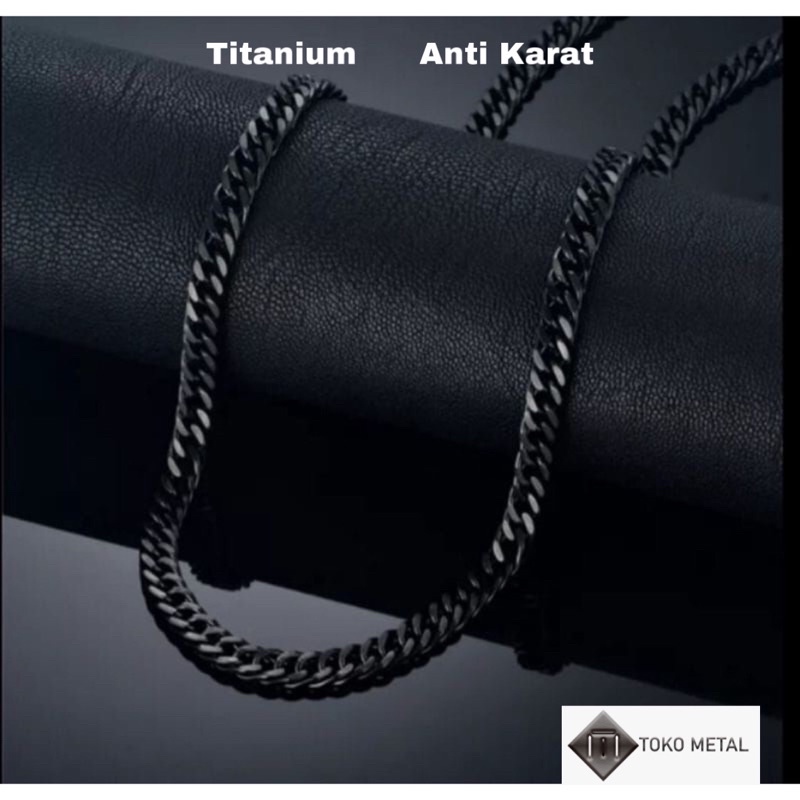 HITAM Black Titanium Necklace Chain Men And Women 5mm [TokoMetal ...