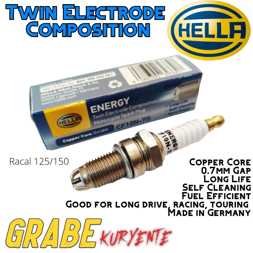 Racal 125/150 CF10N HELLA TWIN Electrode Spark Plug /Bella Sparkplug ...