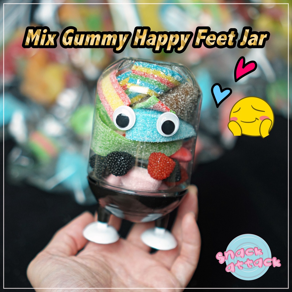 Mix Gummy Happy Feet Jar Bebeto Haribo Container Cute PET Candy Jar ...