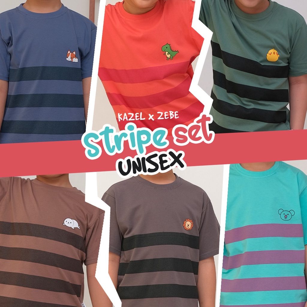 Kazel x Zebe Stripe Unisex Motif Set (1 - 16 years) | Shopee Philippines