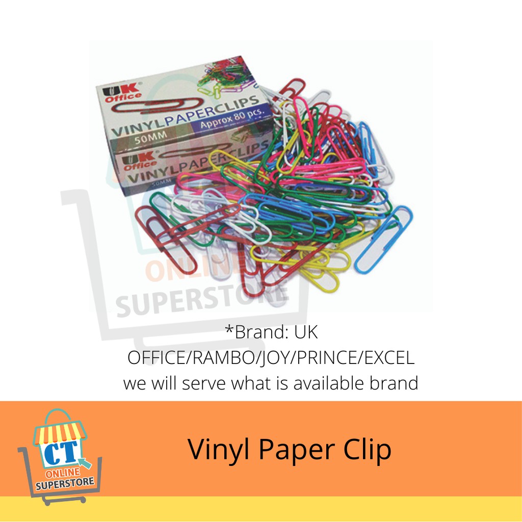 Vinyl Paper Clip Assorted Color (Approximate 80pcs/bx) Brand: UK OFFICE ...