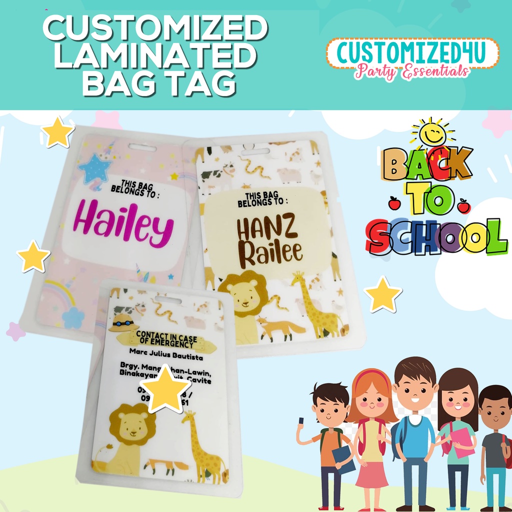 Customized Laminated Bag Tag for School | Shopee Philippines