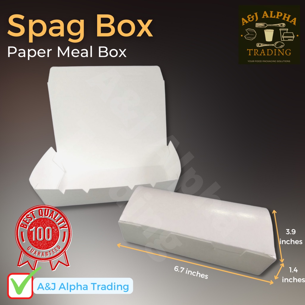 Spaghetti Paper Meal Box[White] Laminated 50pcs | Shopee Philippines