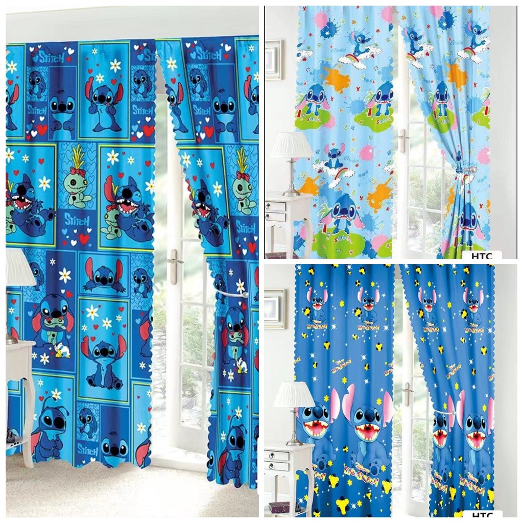 COD 1PCS Cartoon stitch Curtains Bedroom Curtain Home Decoration Window ...