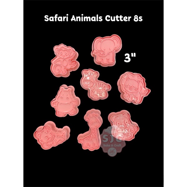safari jungle animals plunger cutter giraffe elephant hippo monkey lion ...