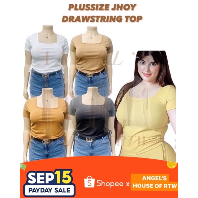 PLUSSIZE JHOY SQUARENECK DRAWSTRING TOP | Shopee Philippines