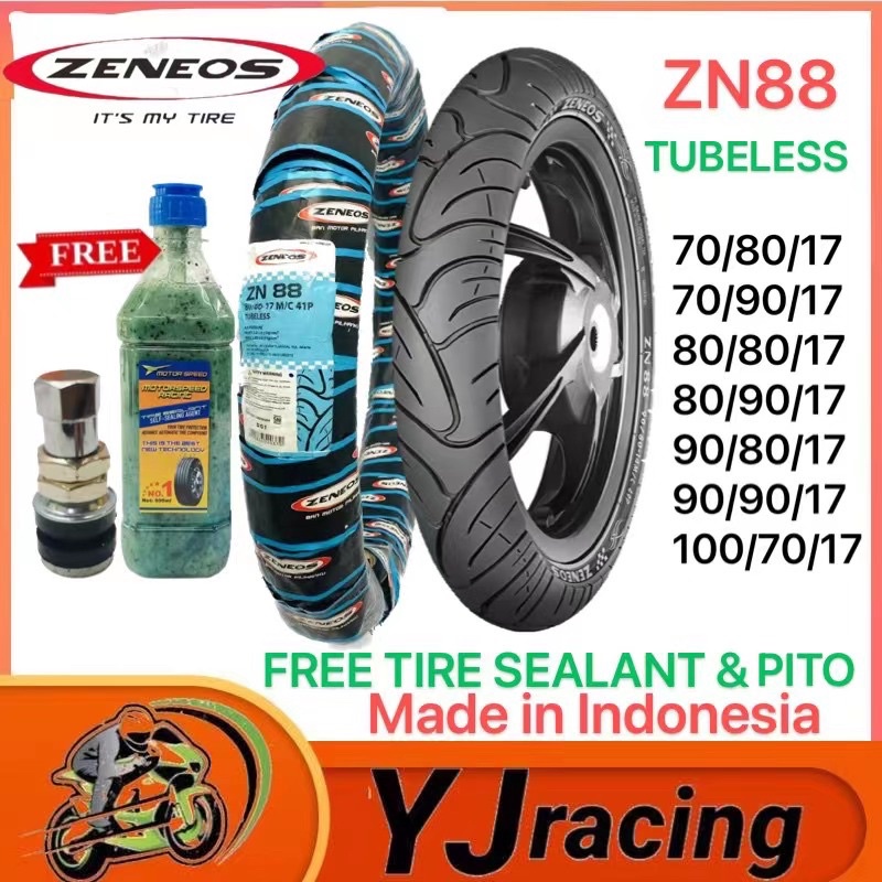ZENEOS ZN88 MOTORCYCLE TIRE GULONG FREE TIRE SEALANT &PITO TUBELESS 70 ...