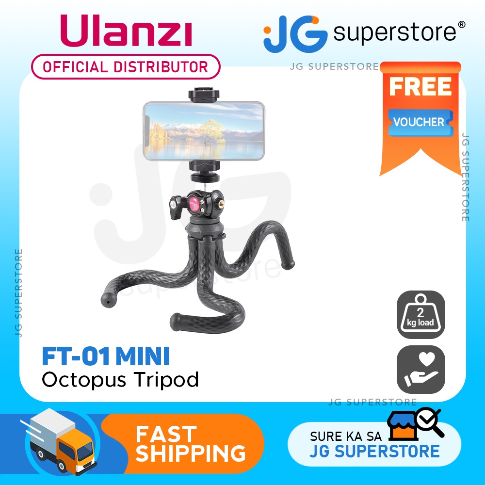 Ulanzi FT-01 Mini Flexible Camera Tripod w/ 1/4" Bolt, Phone Clip ...