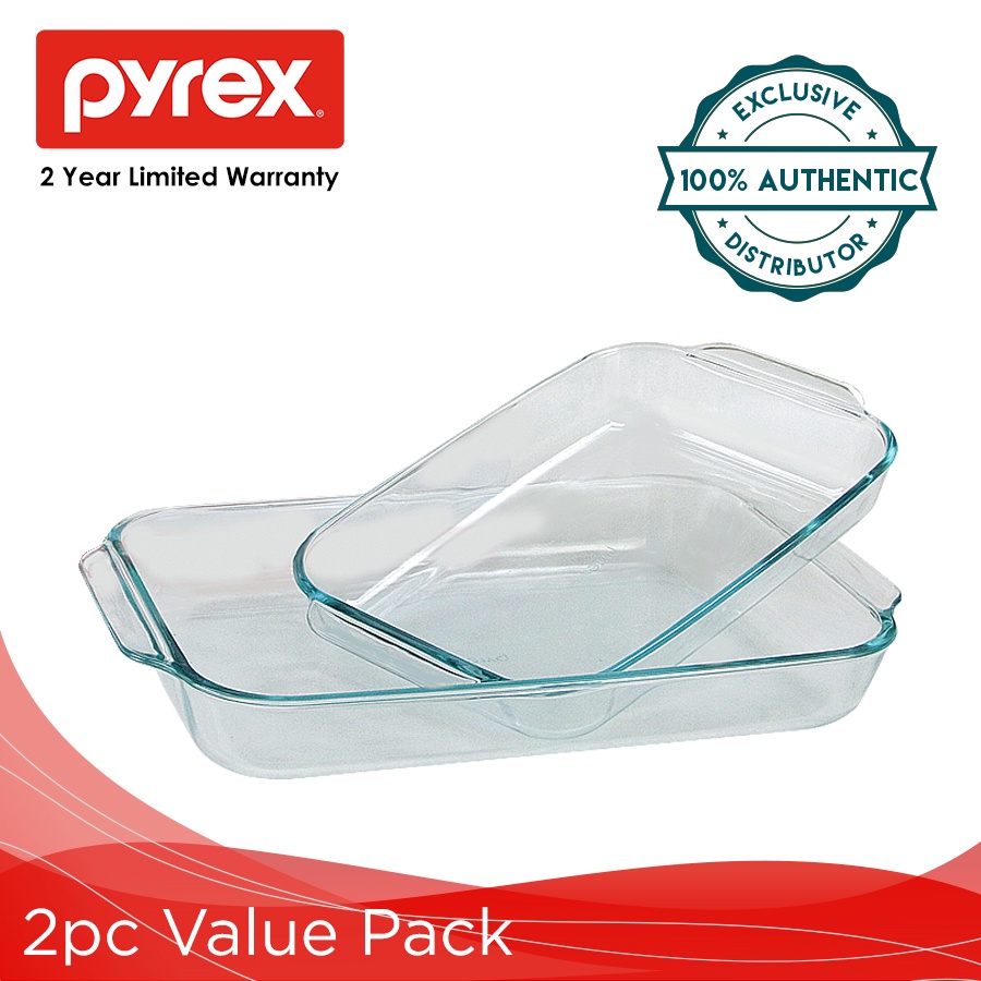 Pyrex 2pc Value Pack - 2qt/1.9L & 3qt/2.85L Oblong Dish | Shopee ...