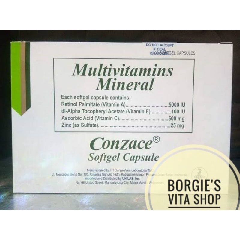 Conzace Authentic Softgel Capsules per Tablet (COVID-19 Essentials ...