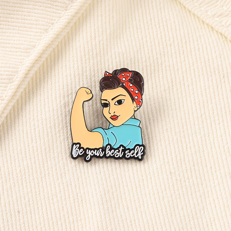 A Strong Woman Enamel Lapel Pins Physical Exercise Badge Brooches ...